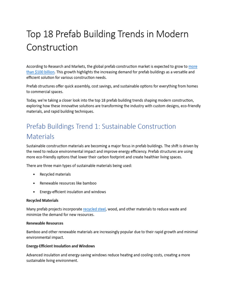 Top 18 Trends in Prefab Construction | PDF | Efficient Energy Use ...