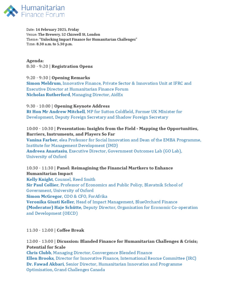 Humanitarian Finance Summit | PDF | Humanitarian Aid | Economies