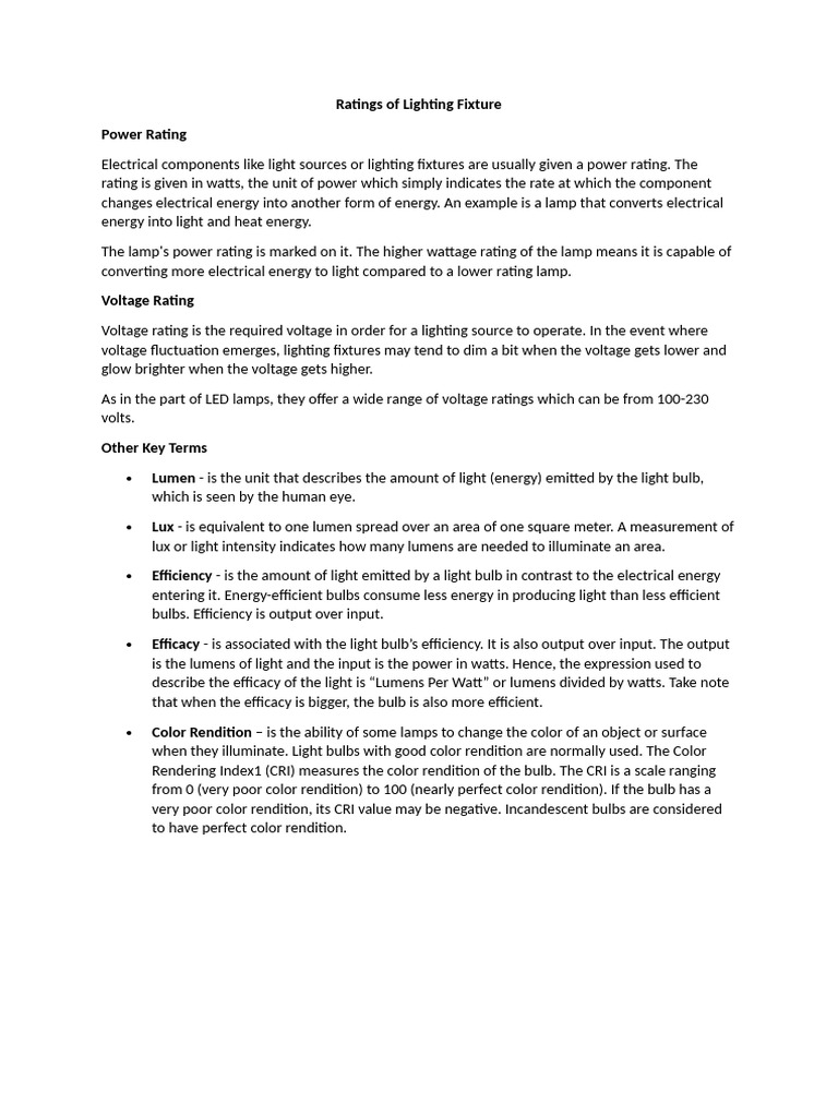 Lighting Fixture Ratings Explained | PDF