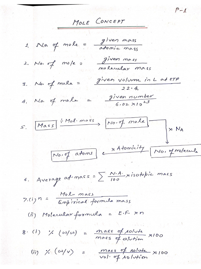 Mole Concept Formula | PDF