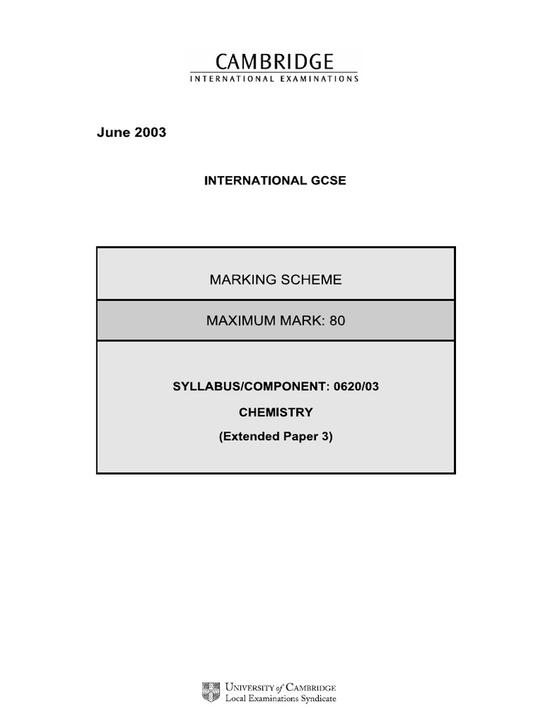 June 2003 MS - Paper 3 CIE Chemistry IGCSE | PDF
