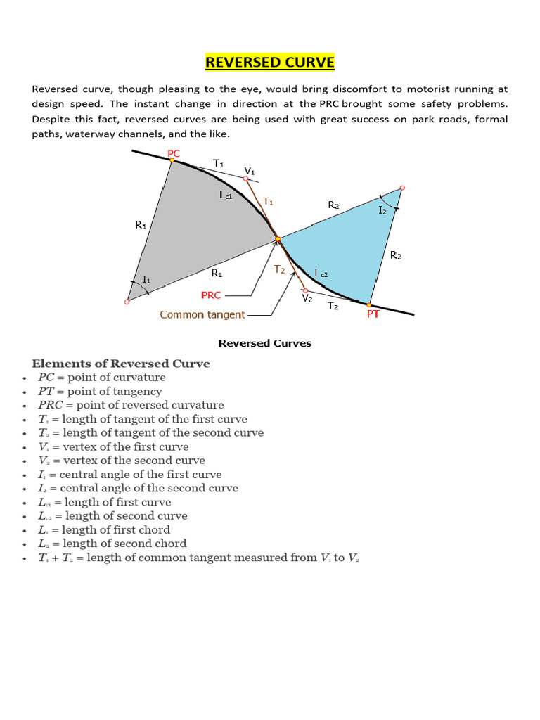 Reversed and Spiral Curve | PDF | Angle | Tangent
