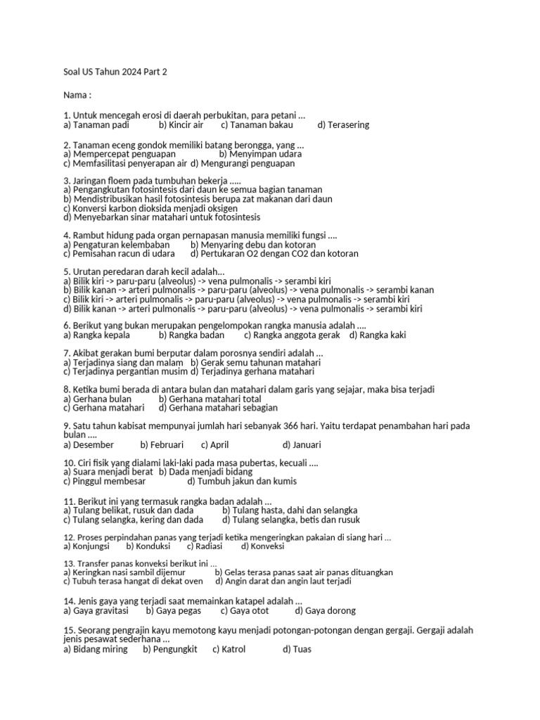 Soal US Tahun 2-WPS Office | PDF