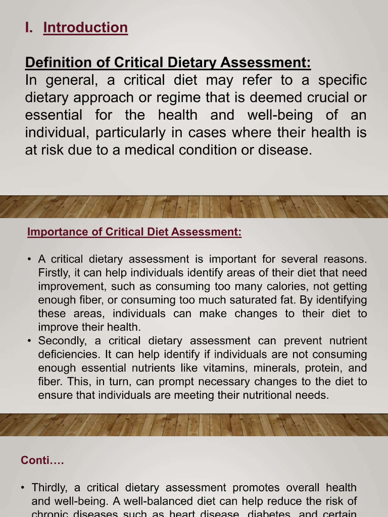 Critical Diet Assessment | PDF