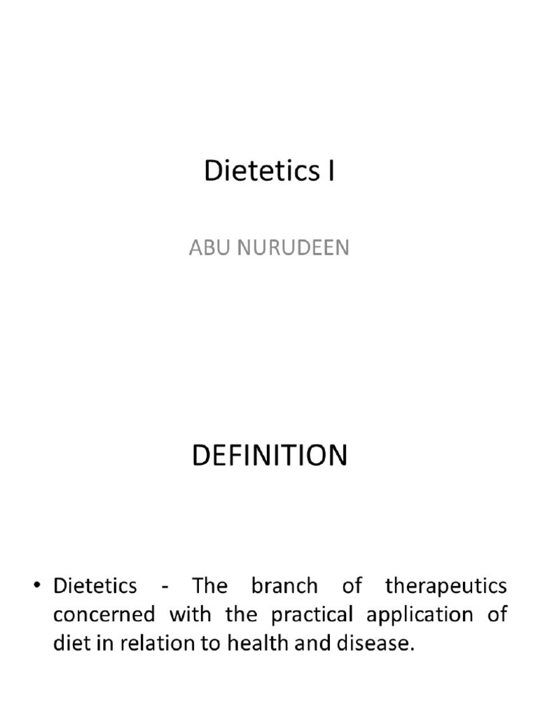 1- Dietetics Introduction | PDF