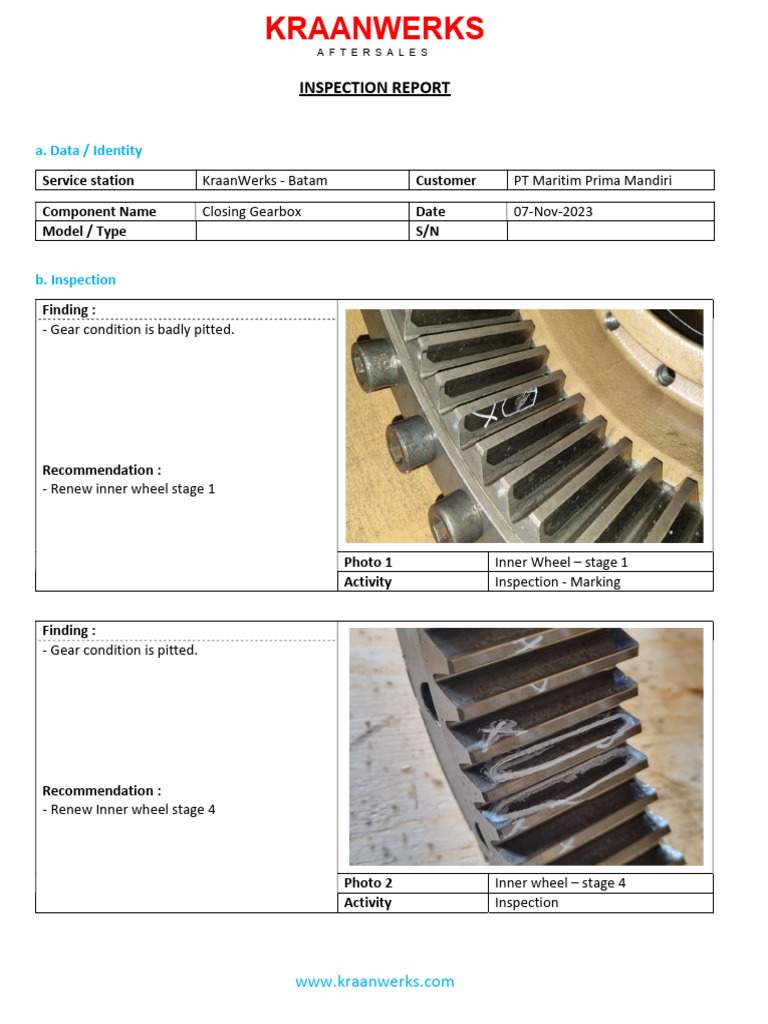 Inspextion Report Closing Gearbox | PDF | Gear | Vehicle Technology