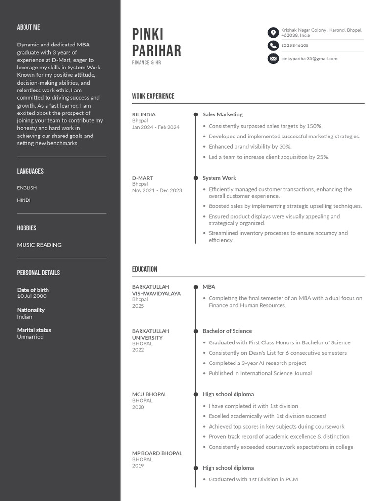 Pinki Parihar: Work Experience | PDF | Learning | Cognition