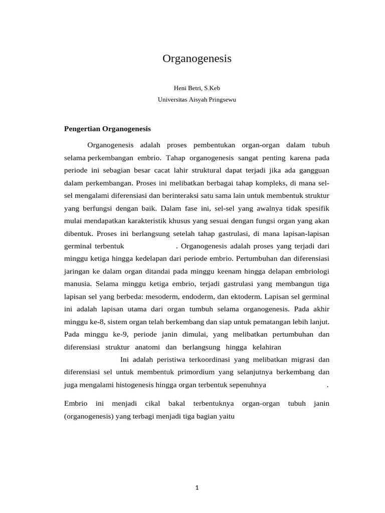 Proses Organogenesis pada Embrio Manusia | PDF