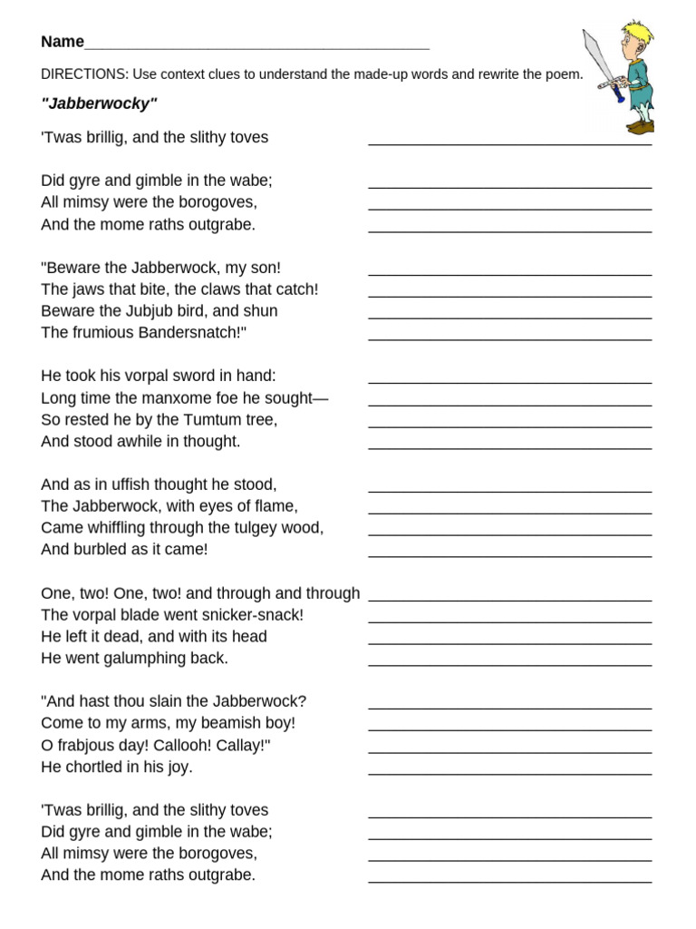 "Jabberwocky": Name | PDF | British Poetry | Poetry