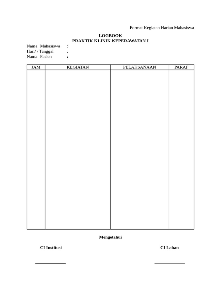 Format Kegiatan Harian Mahasiswa | PDF
