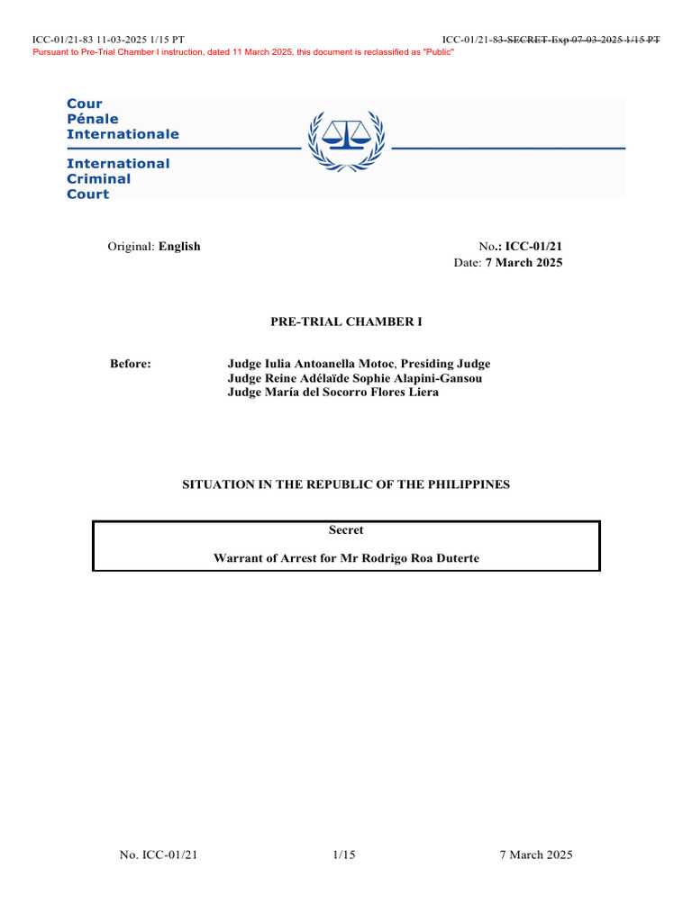 ICC Warrant for Duterte's Arrest | PDF | Rodrigo Duterte ...