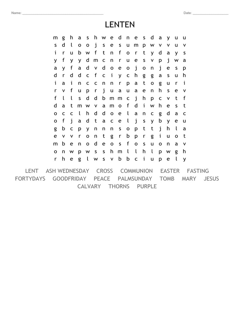 LENTEN WORD FINDER | PDF