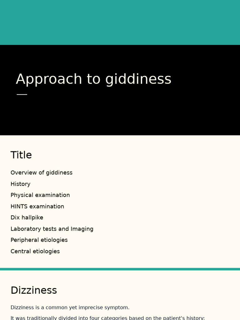 Understanding Giddiness and Dizziness | PDF | Vertigo | Stroke