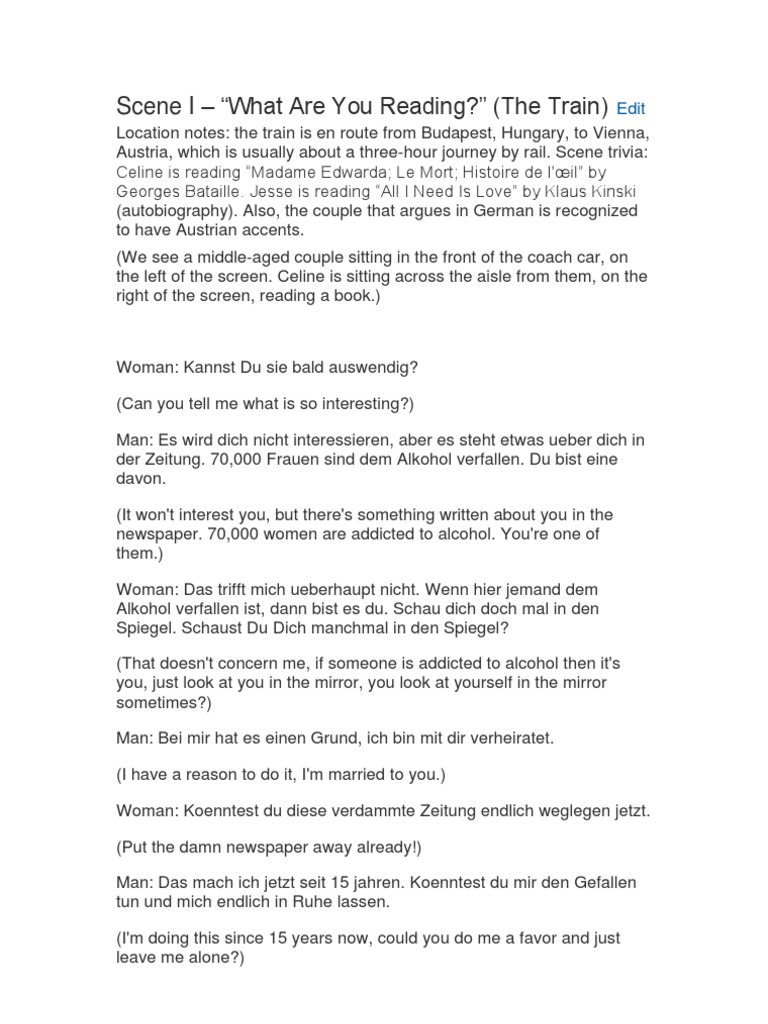 Before Sunrise Script | PDF