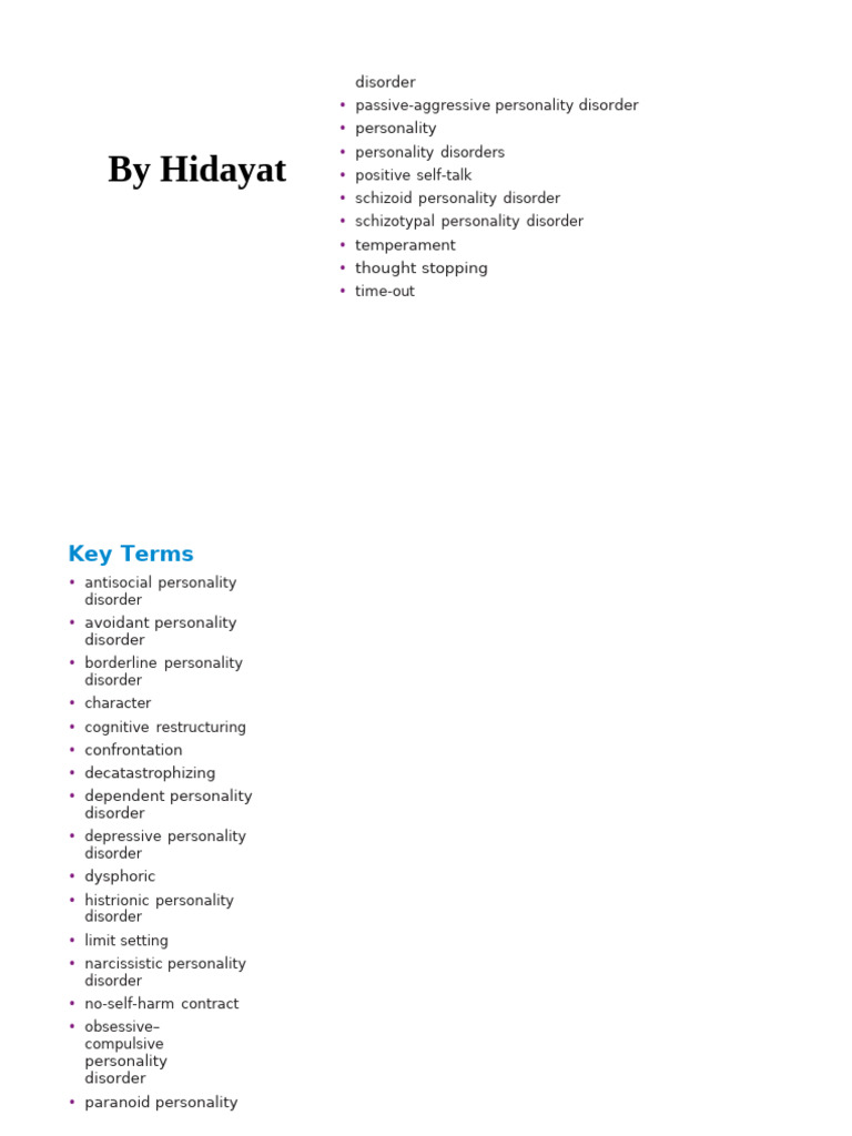 Unit VI Personality Disorder | PDF | Personality Disorder | Mental Disorder