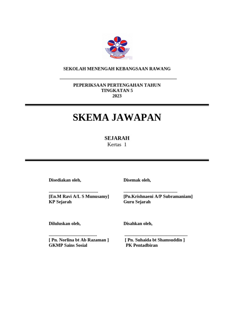 T5 K1 Sej Skema | PDF