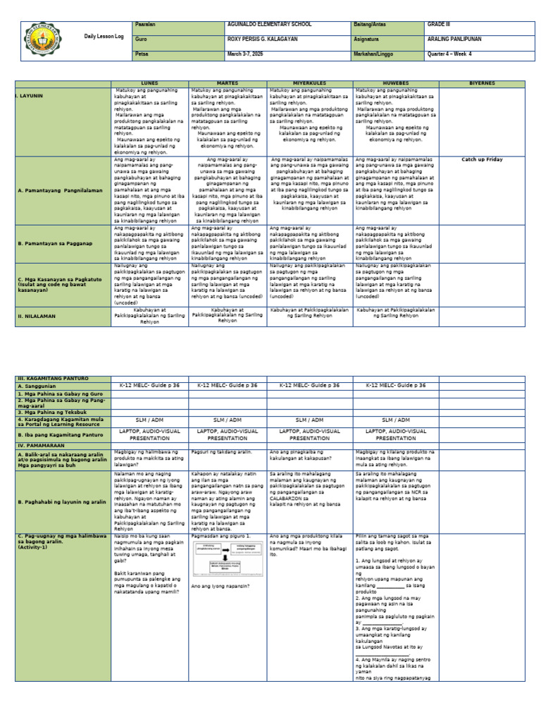 Ap3 Week 4 Q4 | PDF