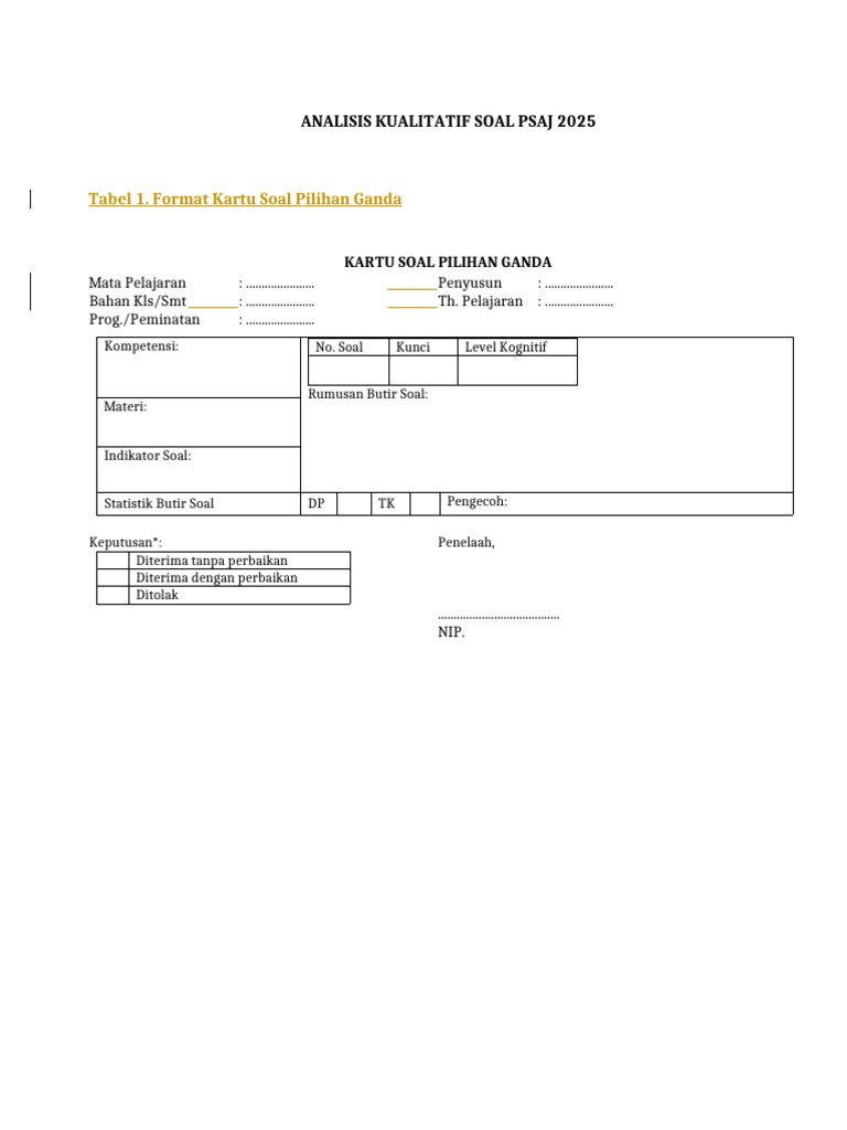 Analisis Kualitatif Soal Psaj 2025 | PDF