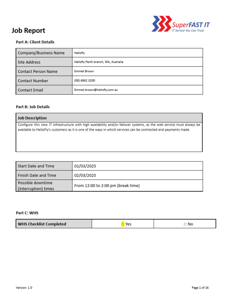 Job Report Form V1 0 Dotx Docx 020325 104110 | PDF | Server (Computing) | Computing