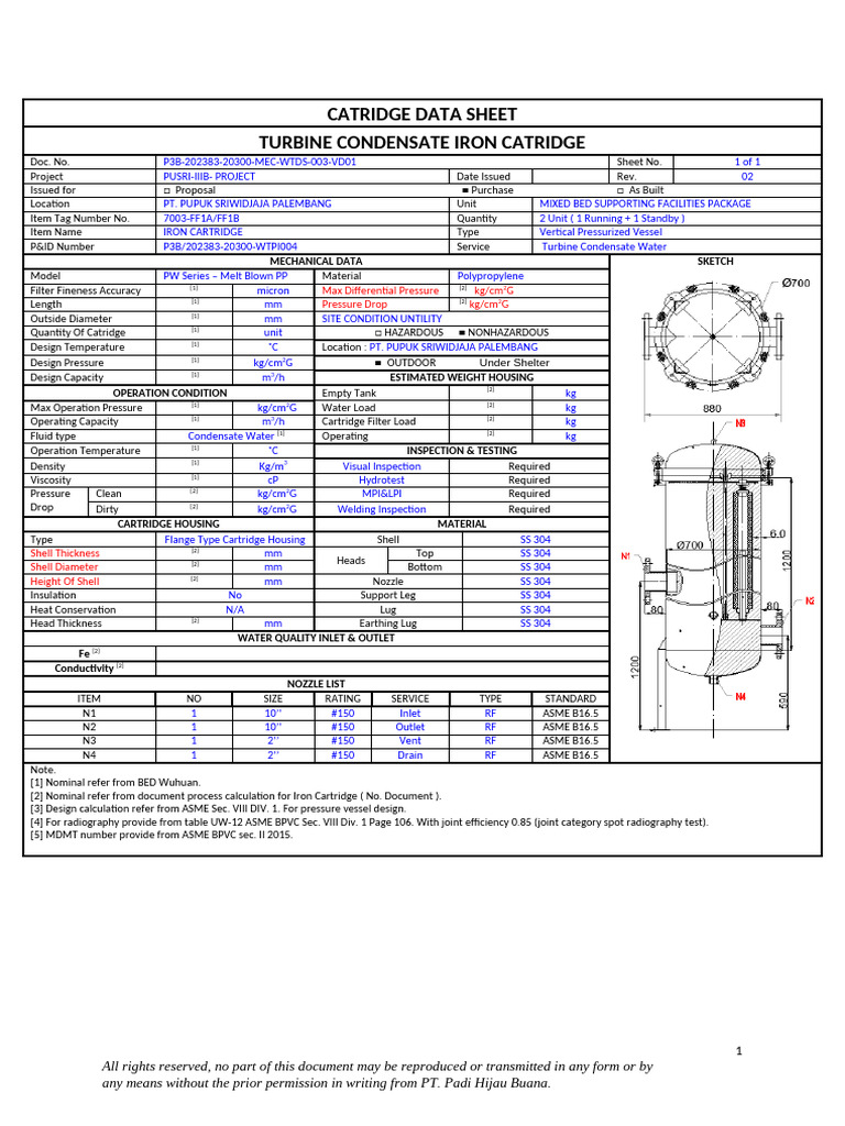 Datasheet Turbine Condensate Iron Catridge (Native) | PDF | Cartridge ...