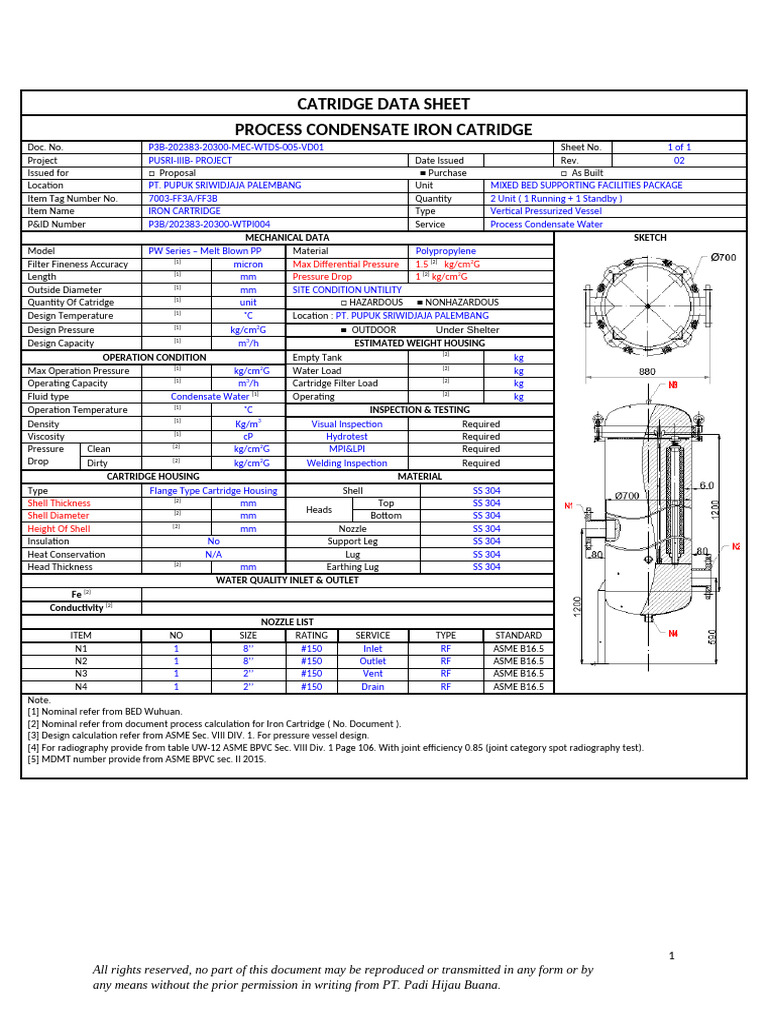 Datasheet Process Condensate Iron Catridge (Native) | PDF | Cartridge (Firearms) | Mechanical ...