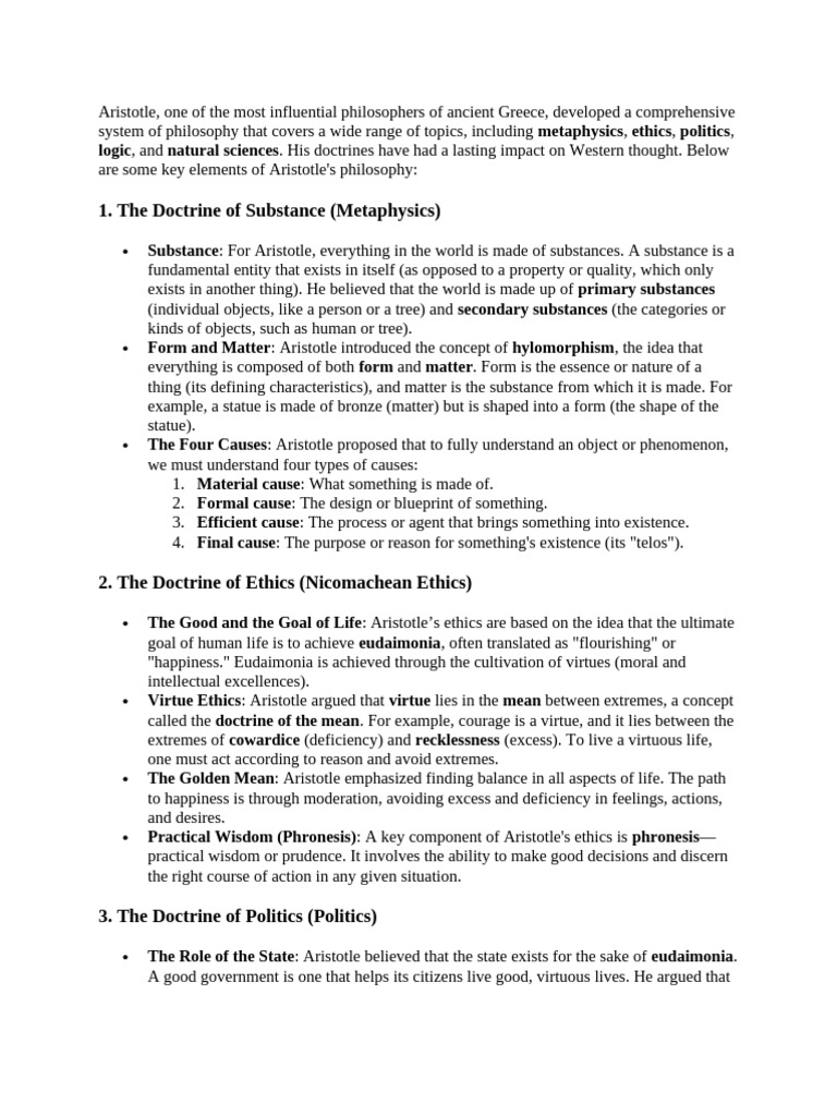 Aristotle doctrine - metaphysics | PDF | Substance Theory | Aristotle