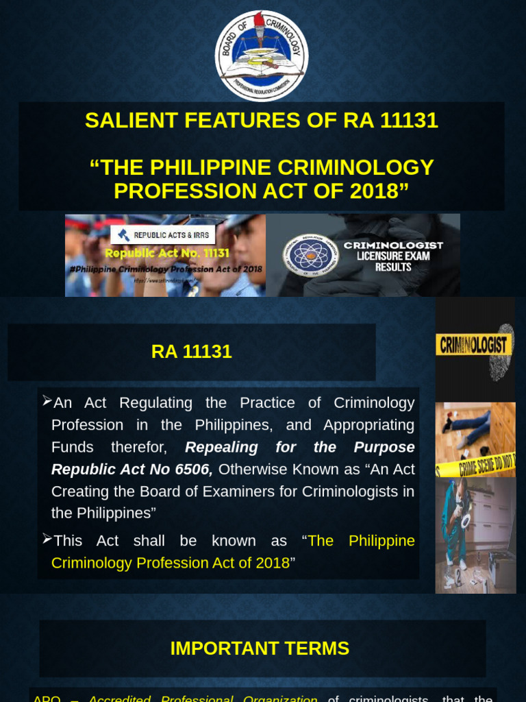 Salient-Features-of-RA-11131 2 | PDF | Forensic Science | Crimes