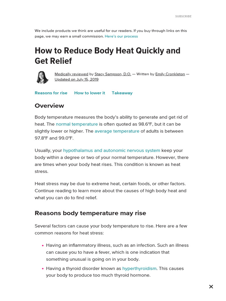 How To Reduce Body Heat Naturally - 10 Home Remedies For Heat STR | PDF ...