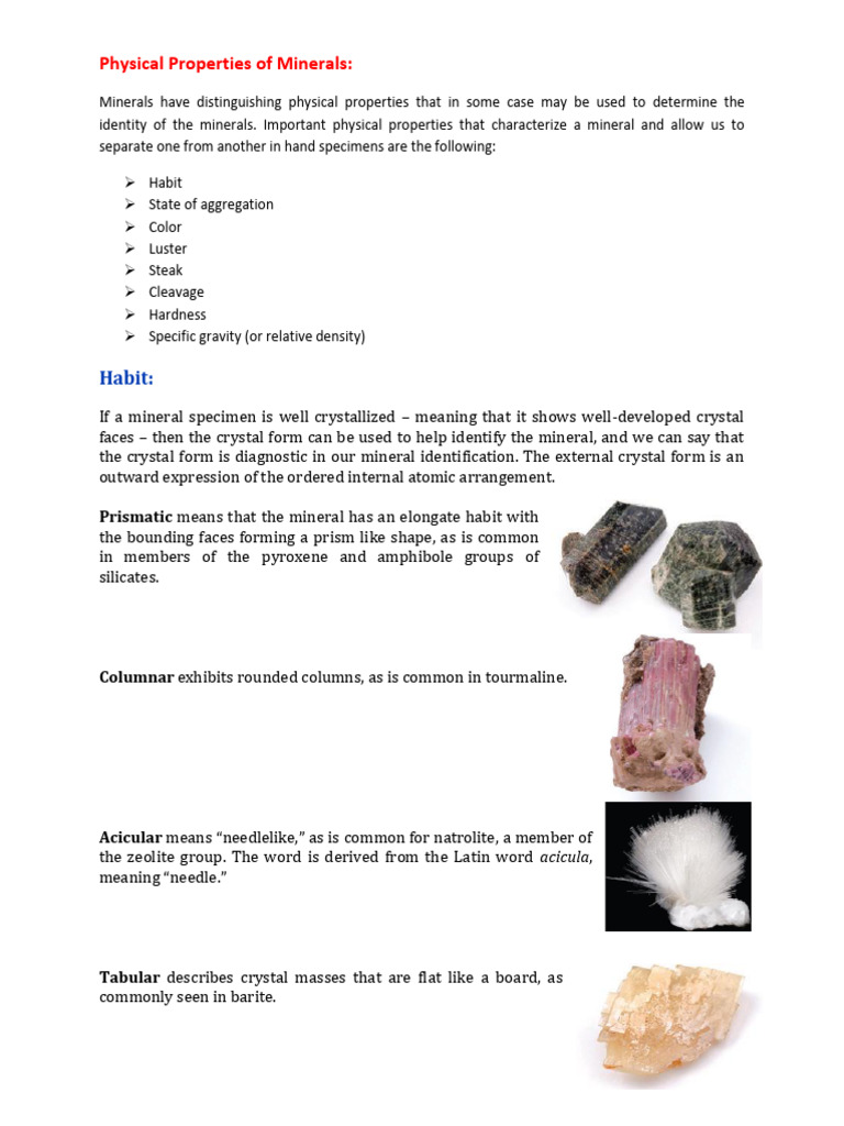 Physical Properties of Minerals | PDF | Minerals | Fracture