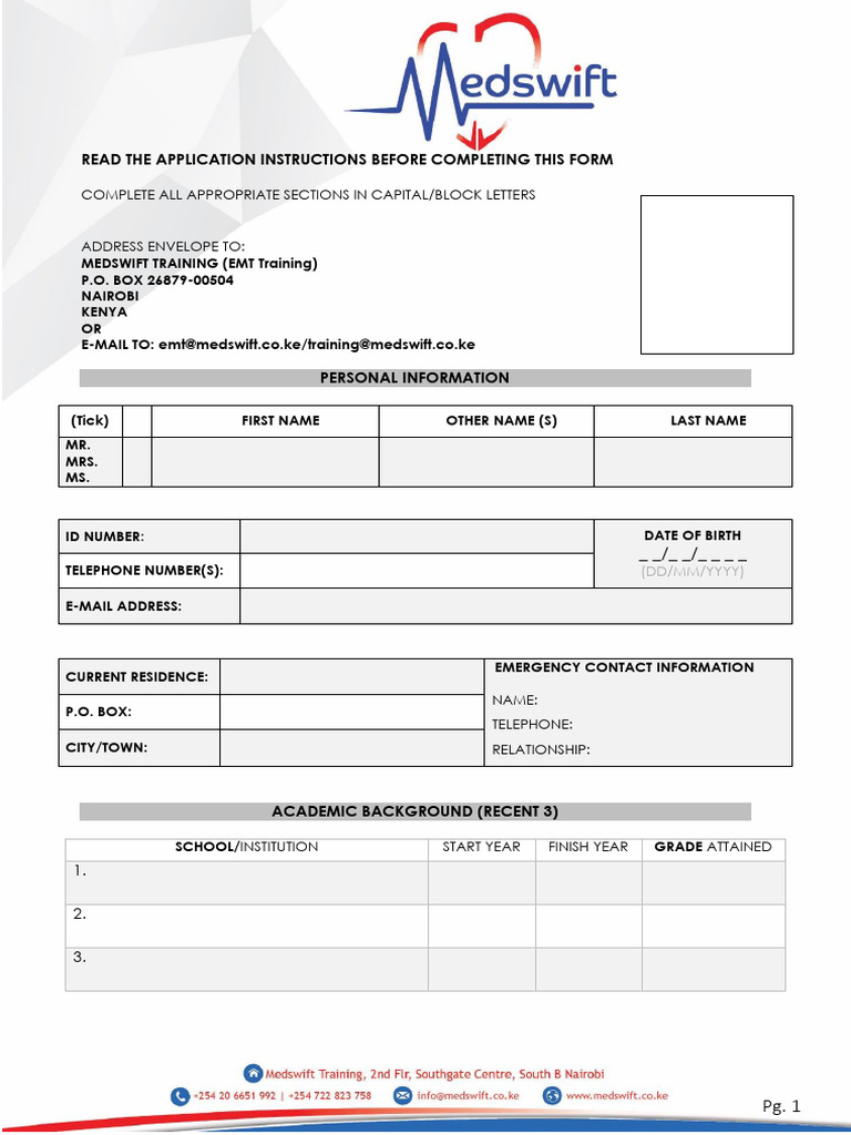 EMT Application Form 2024 | PDF | Identity Document | Authentication