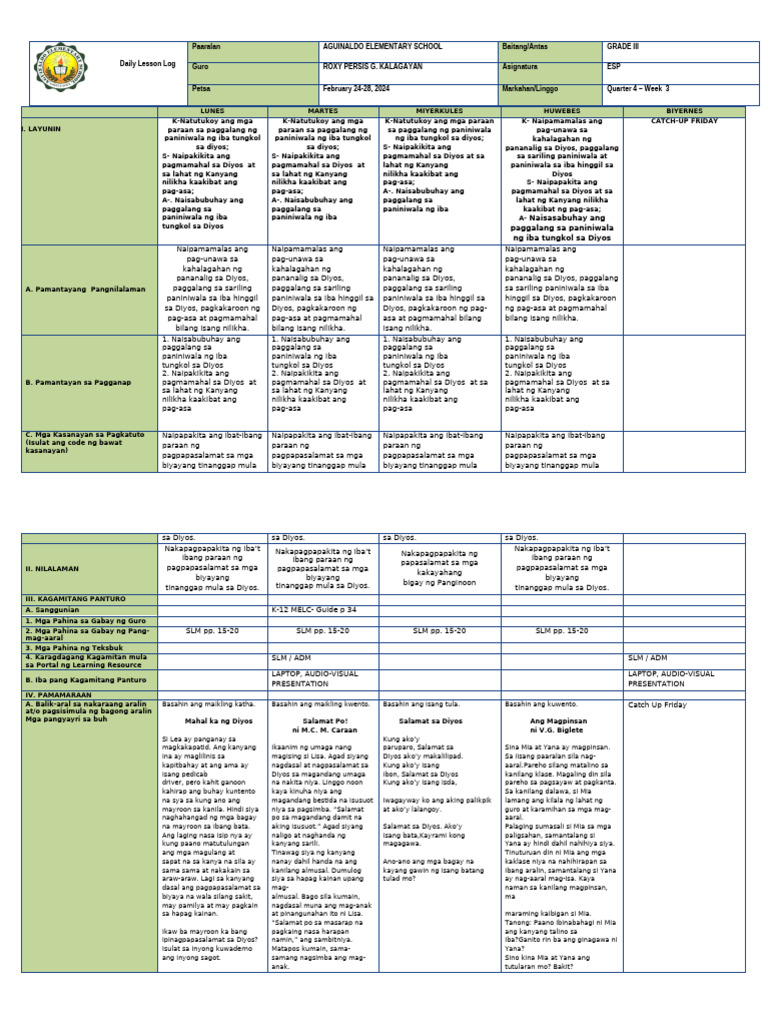 ESP3 week 3 Q4 | PDF