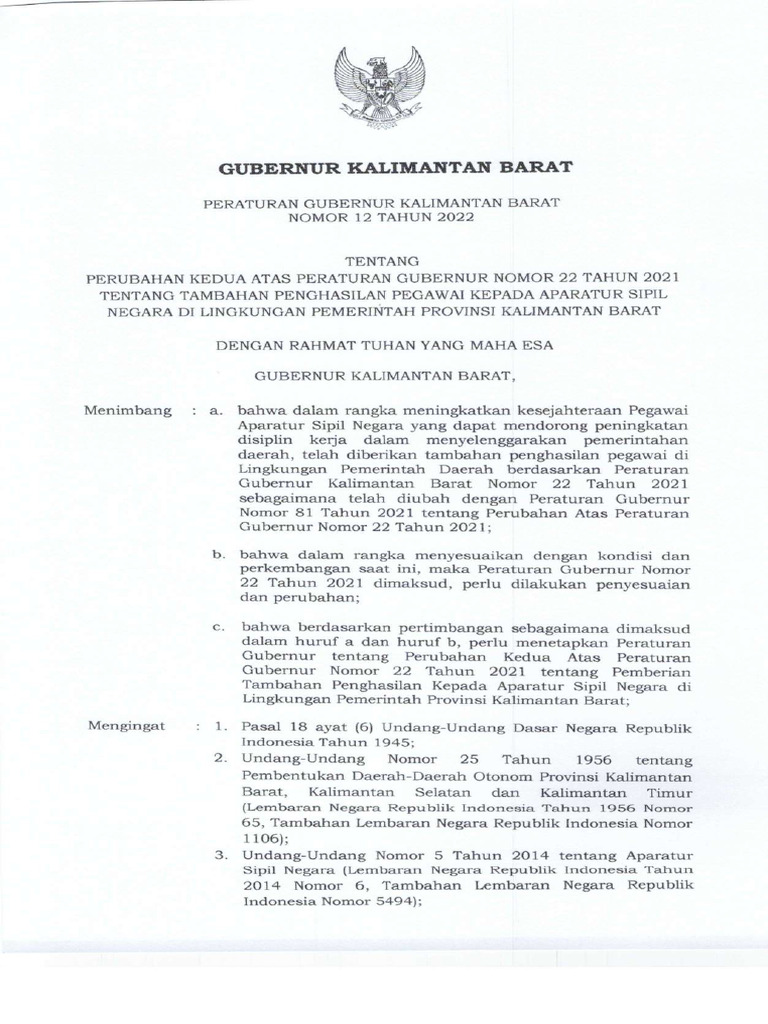 UPTKPH - WIL - SGUTIMUR - 2024131750 - Pergub No 12 TH 2022 TTG Perubahan Kedua Atas Pergub ...