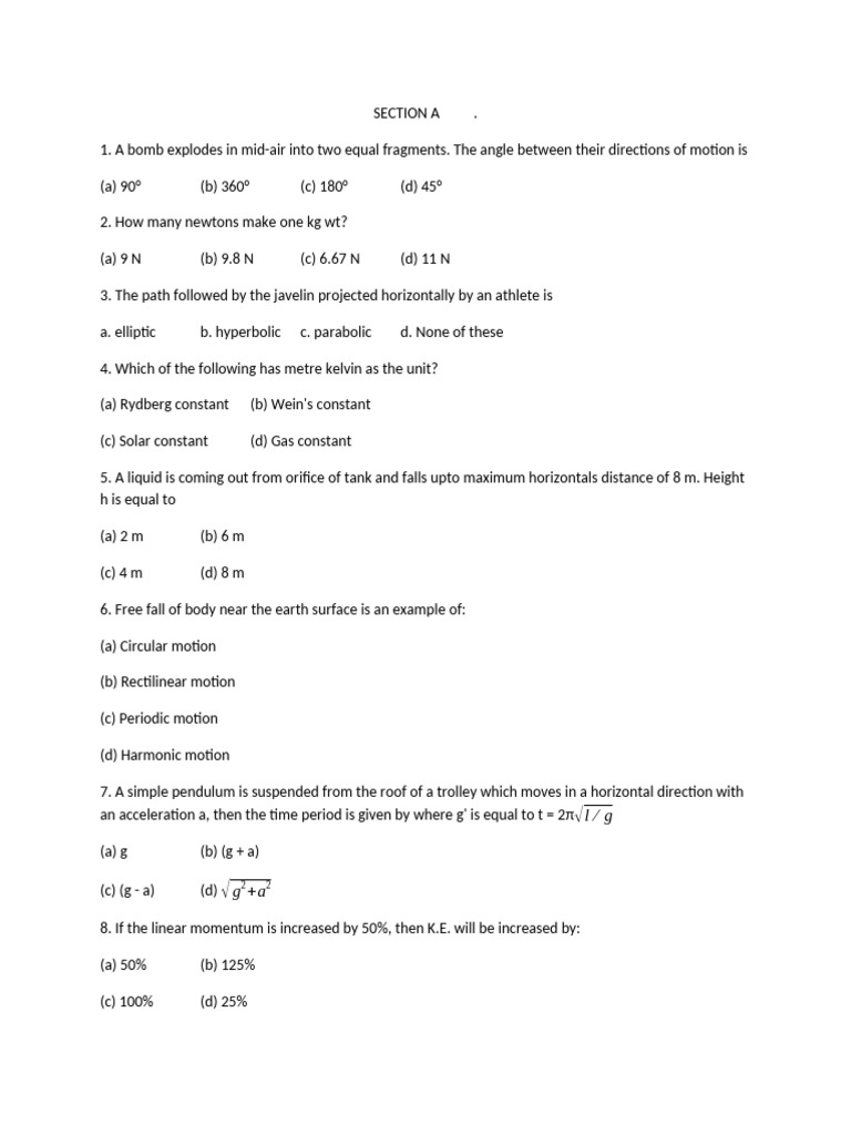 STD 11 Physics Final Term 2025 VIKASH | PDF | Force | Orbit