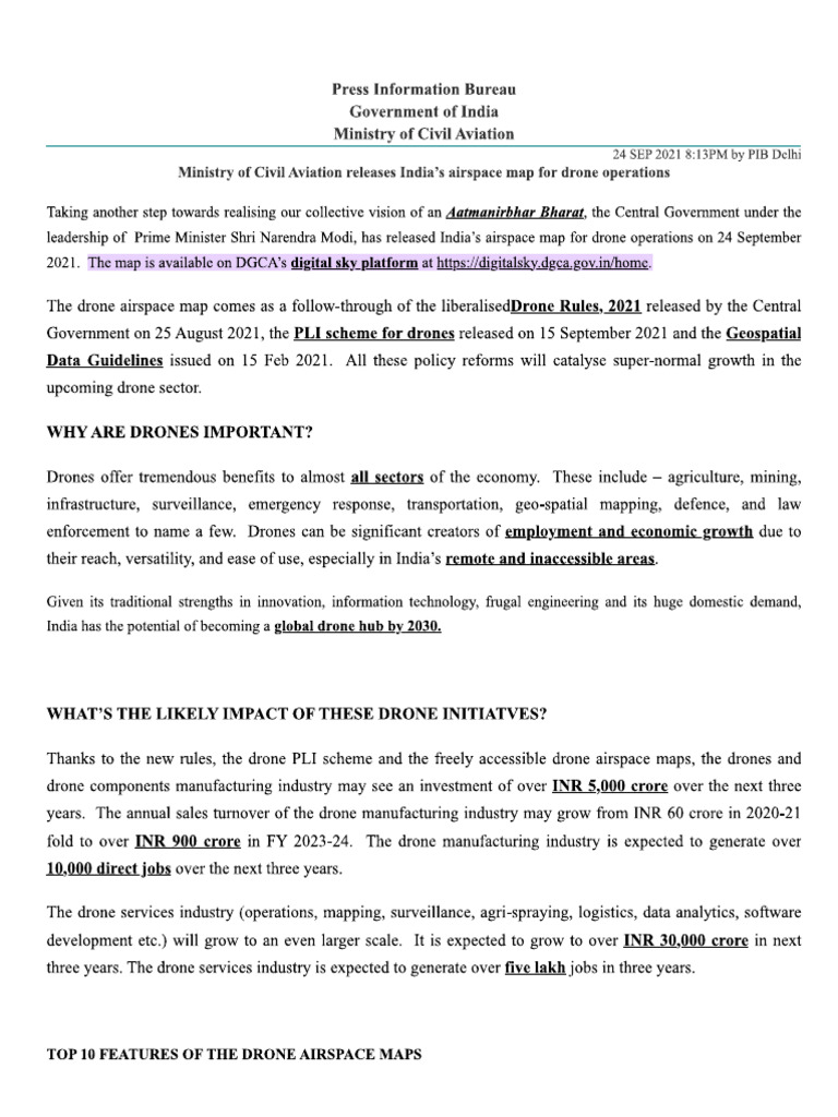 Airspace Map For Civil Aviation Released by Min - of Civil Aviation | PDF