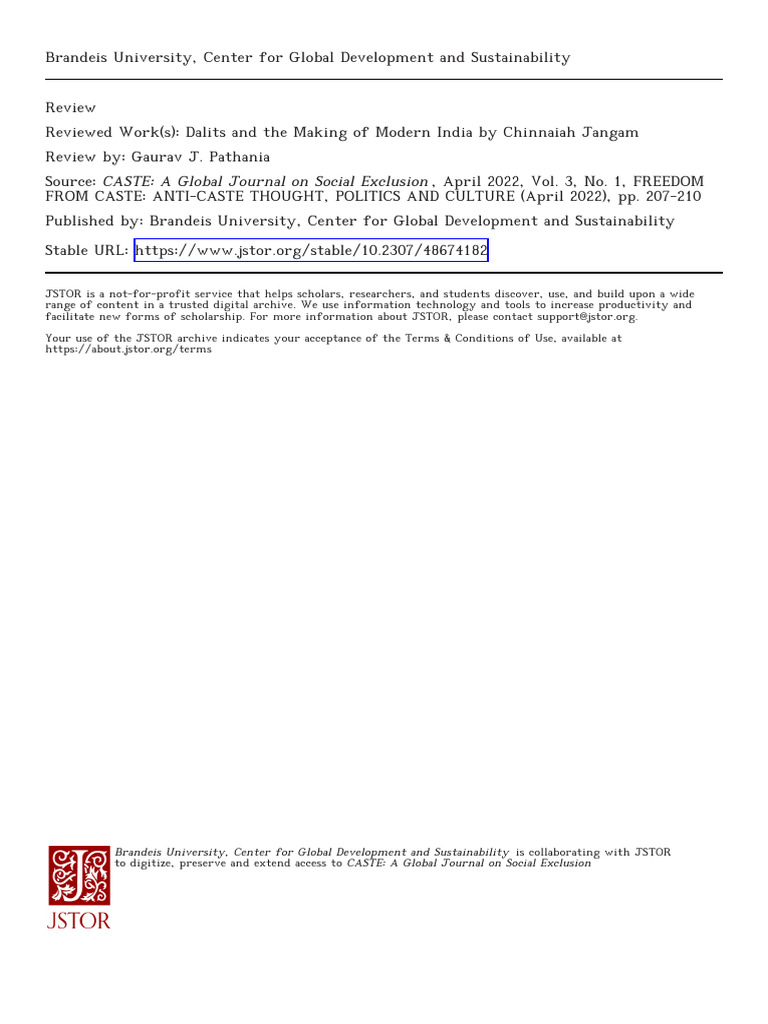 Pathania CASTEGlobalJournal 2022 | PDF | Dalit | Caste