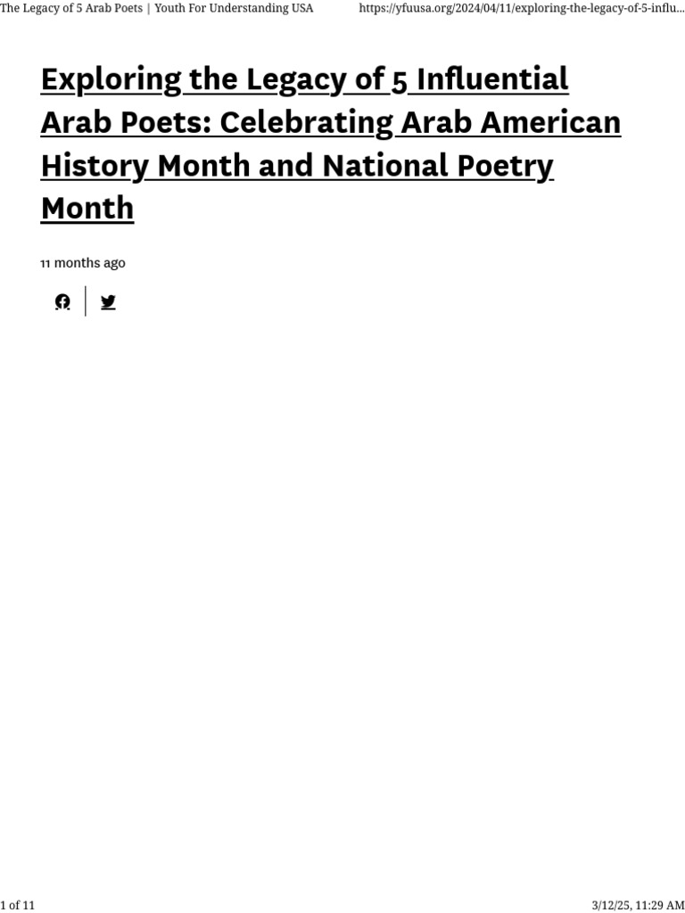 The Legacy of 5 Arab Poets - Youth For Understanding USA | PDF | Rumi ...