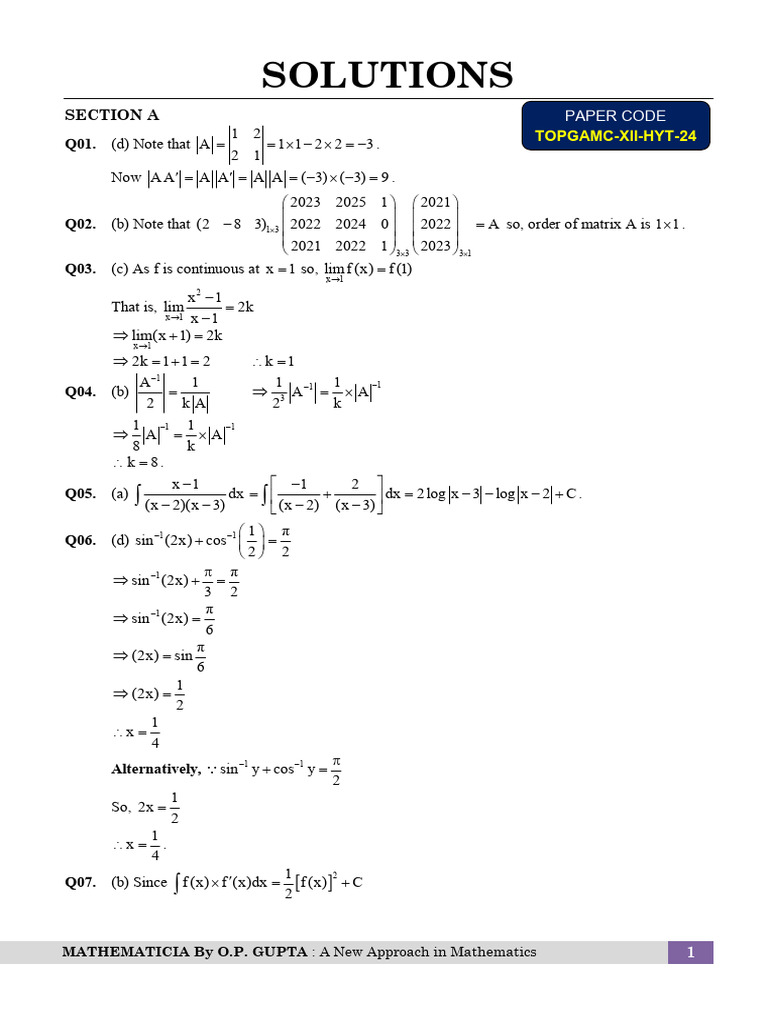 HYE-XII (2023-24)--Marking Scheme | PDF | Linear Algebra | Mathematical Physics