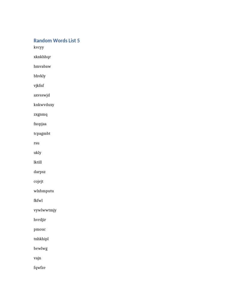 Random Words 5 | PDF