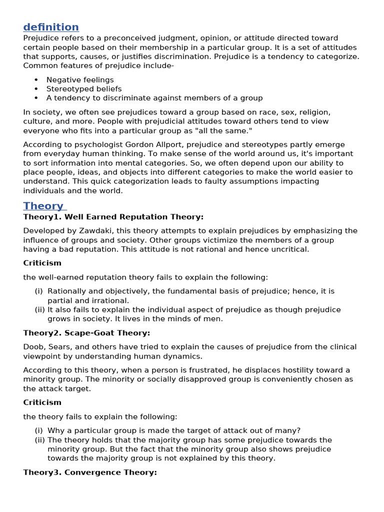 Theory1. Well Earned Reputation Theory | PDF | Prejudices | Attitude (Psychology)
