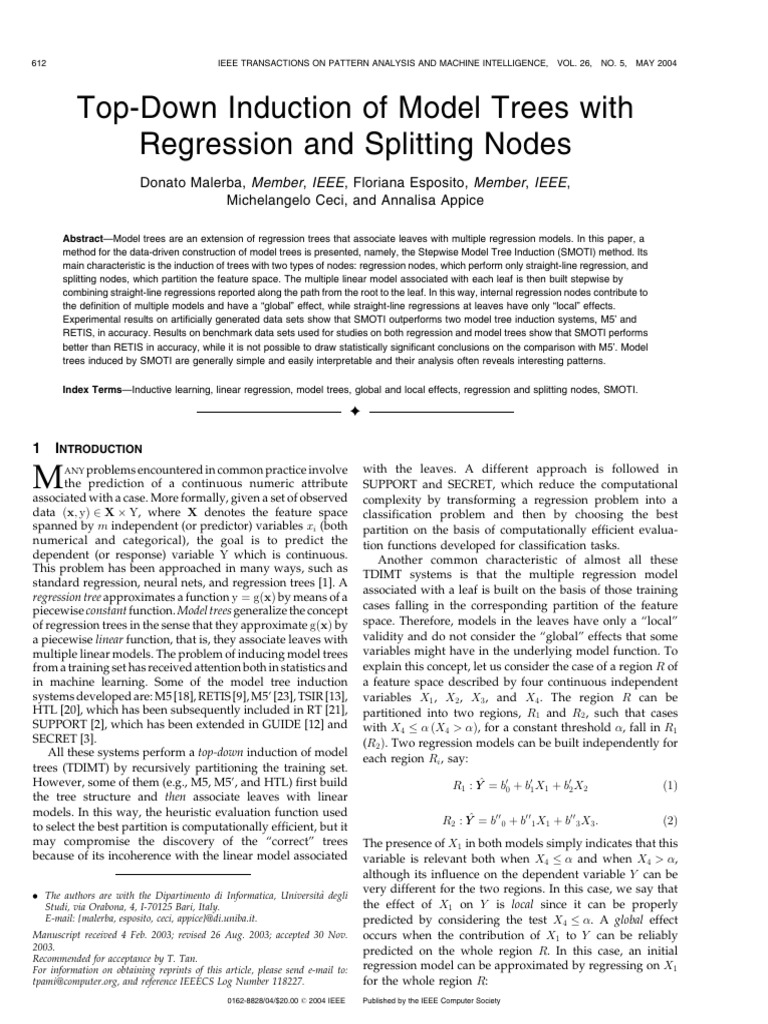 Stepwise Model Tree Induction Method | PDF | Regression Analysis ...