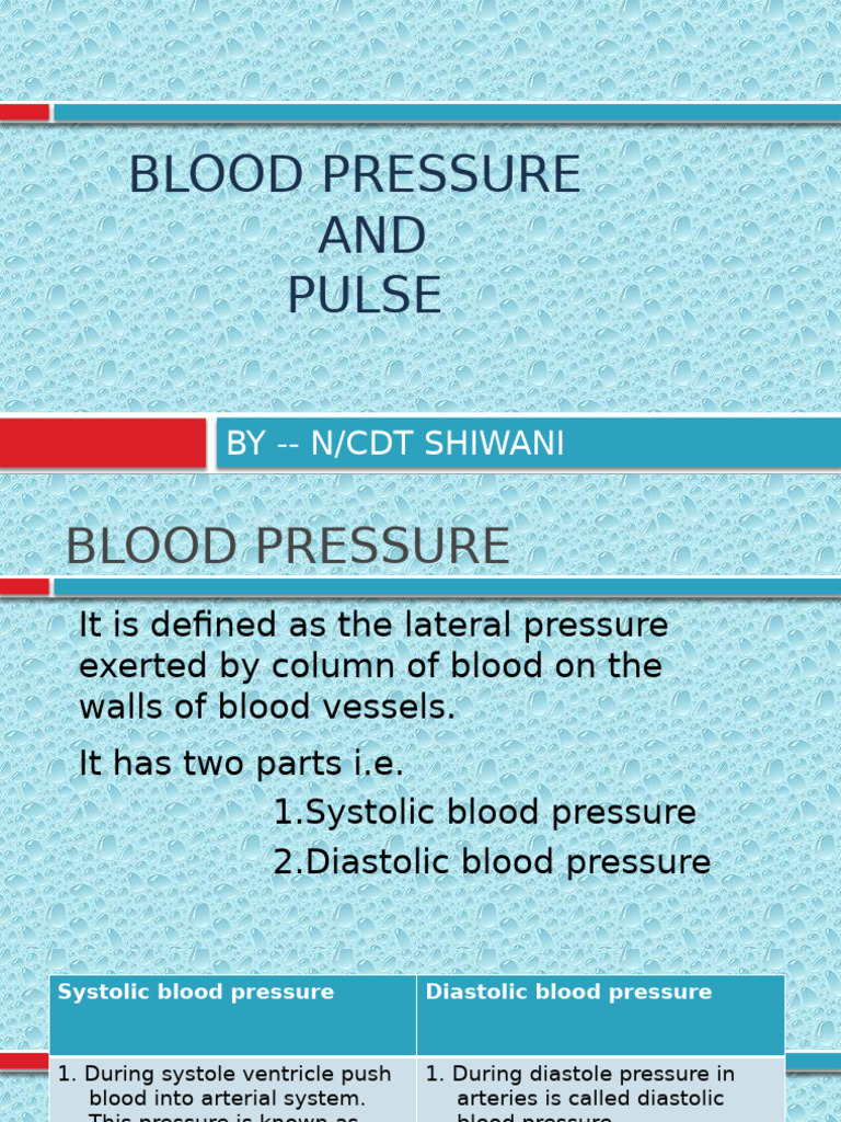 Blood Pressure and Pulse | PDF | Pulse | Blood Pressure