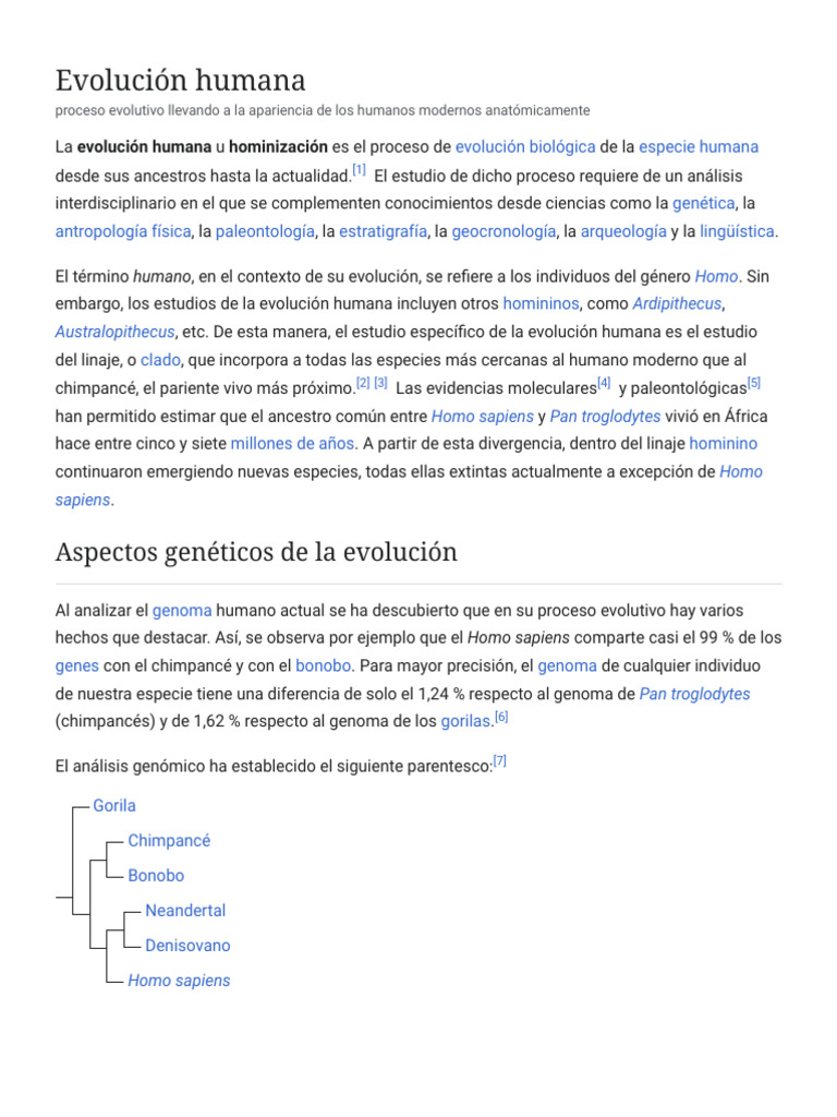 Evolución Humana - Wikipedia, La Enciclopedia Libre | PDF | Evolución ...