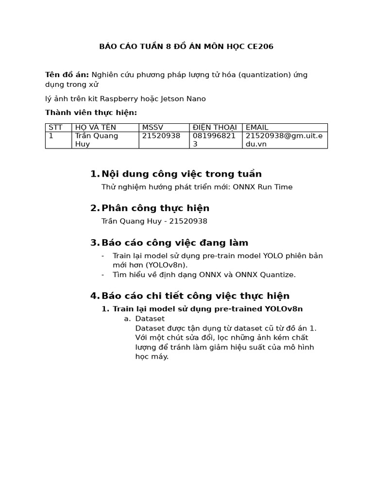 BÁO CÁO TUẦN 8 ĐỒ ÁN MÔN HỌC CE206 | PDF