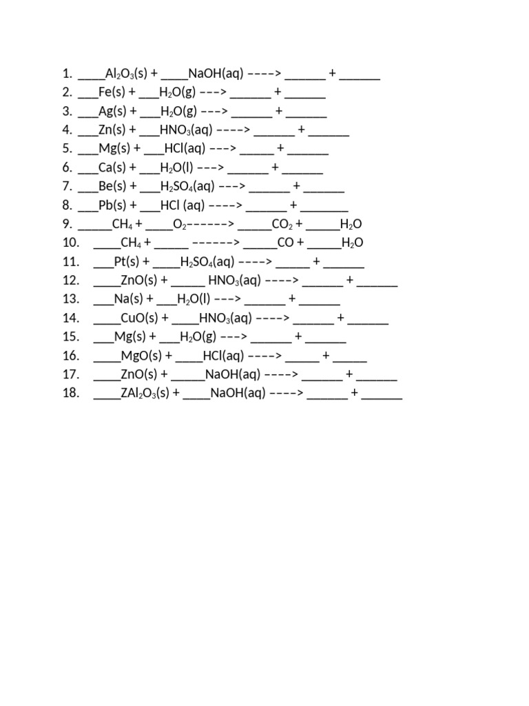 Chemistry Worksheet | PDF