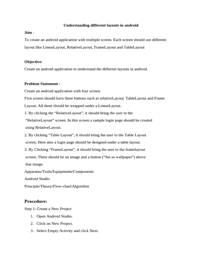 Understanding Different Layouts in Android | PDF | Android (Operating System) | Page Layout