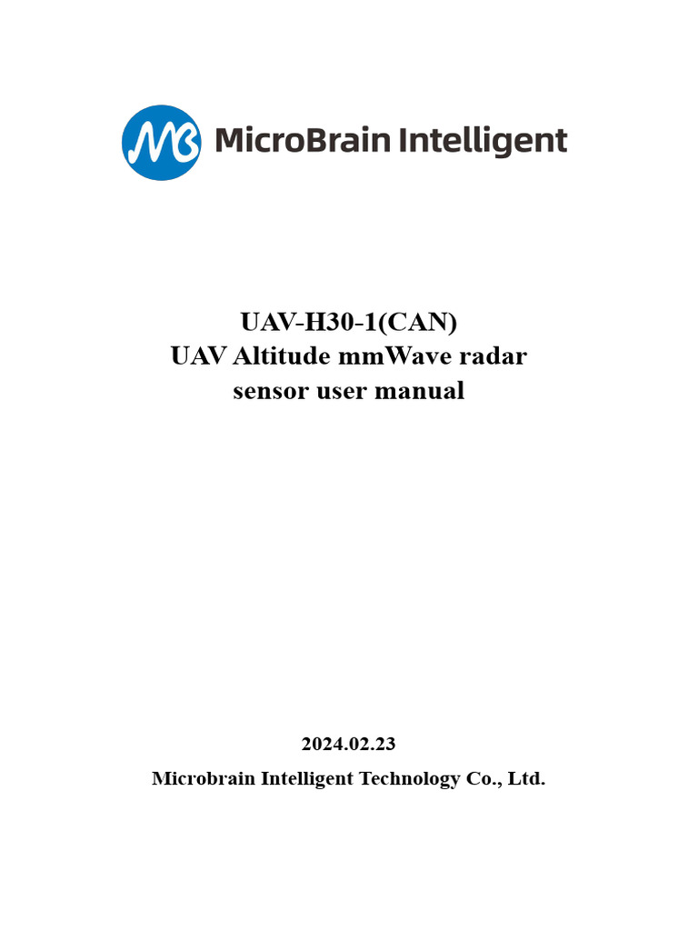 Microbrain UAV-H30-1 (CAN 100M) Drone Altitude Hold Radar Sensor User Manual (Operation Manual ...