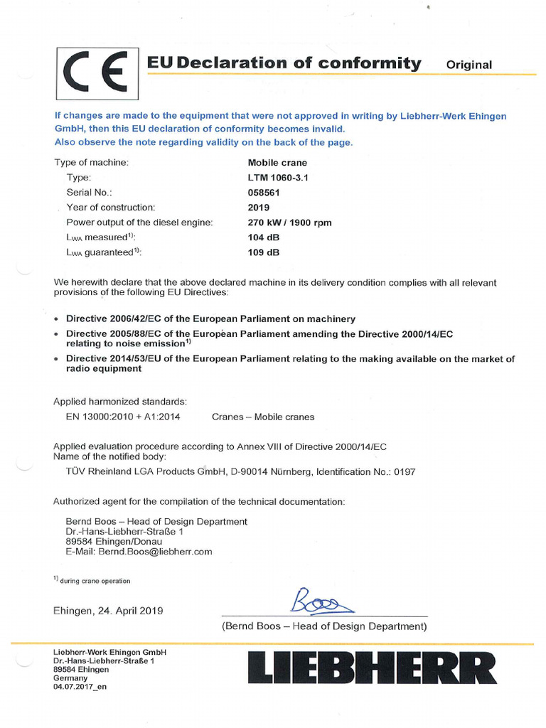 Eu Declaration Of Conformity Pdf