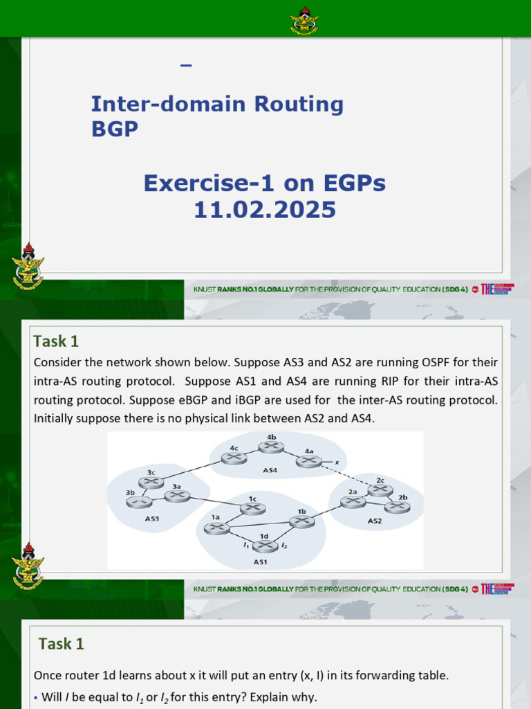 BGP Inter-domain Routing Exercises | PDF