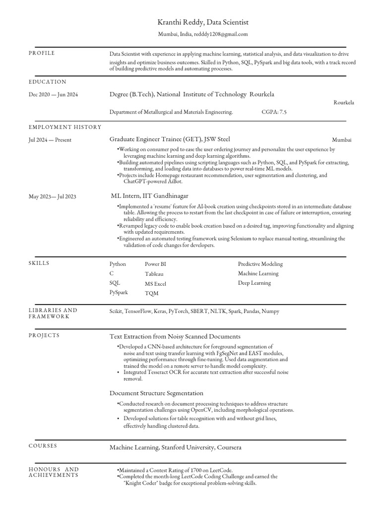 Anjit Kumar - Data Scientist PDF | PDF | Machine Learning | Apache Spark