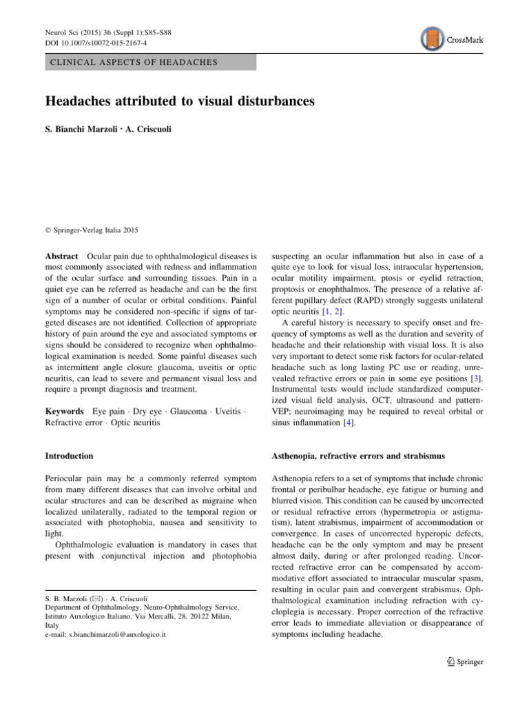 Headaches Attributed To Visual Disturbances | PDF | Glaucoma | Diseases ...
